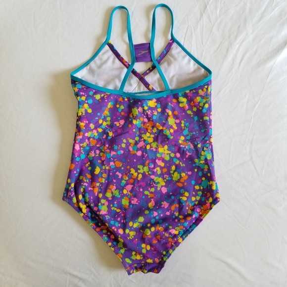 Speedo | Swim | Speedo Girls Paint Splatter Dot Swimsuit 4 | Poshmark